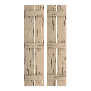 Rustic 2 Board Spaced B-N-B Faux Wood Shutters, 11.5x74" - Rustic ...