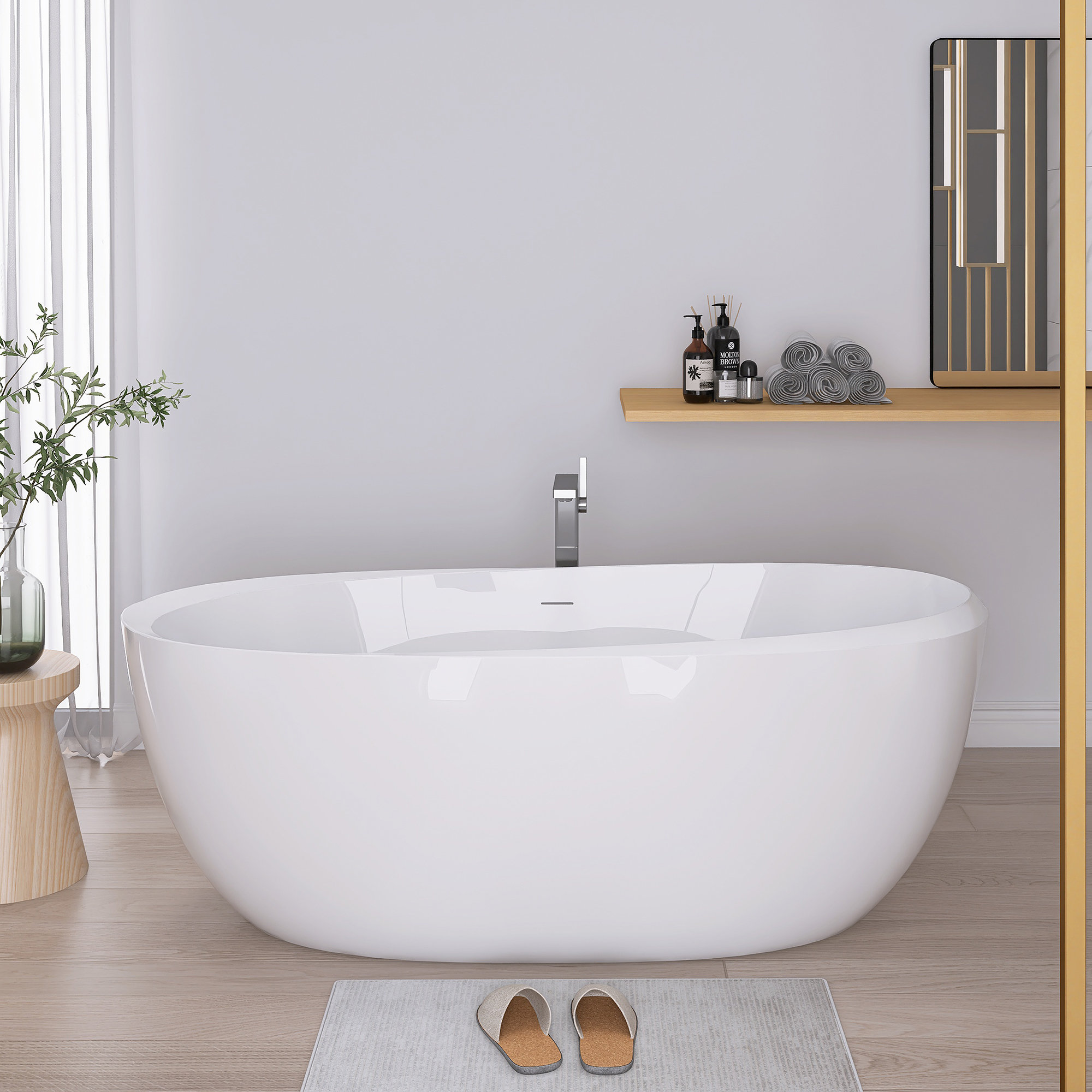 Acrylic Roll-Top Freestanding Flatbottom Soaking Bathtub - Contemporary ...
