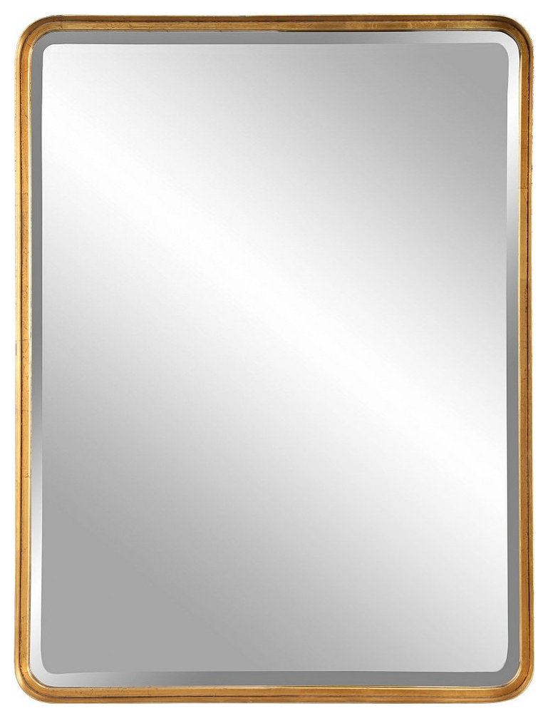 Rustic Rounded Rectangular Mirror in Satin Black Finish Curved Corners ...