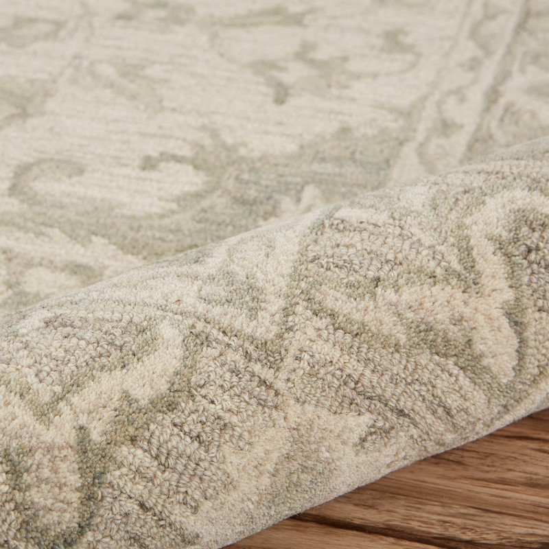 8' x 10' Green and Cream Medallion Area Rug - Mediterranean - Area Rugs ...