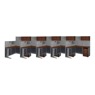Bush Business Furniture Office-in-an-Hour Hansen Cherry Cubicles for 5 ...