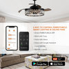 52 in Indoor Modern Black Crystal Smart Ceiling Fan With Light and ...