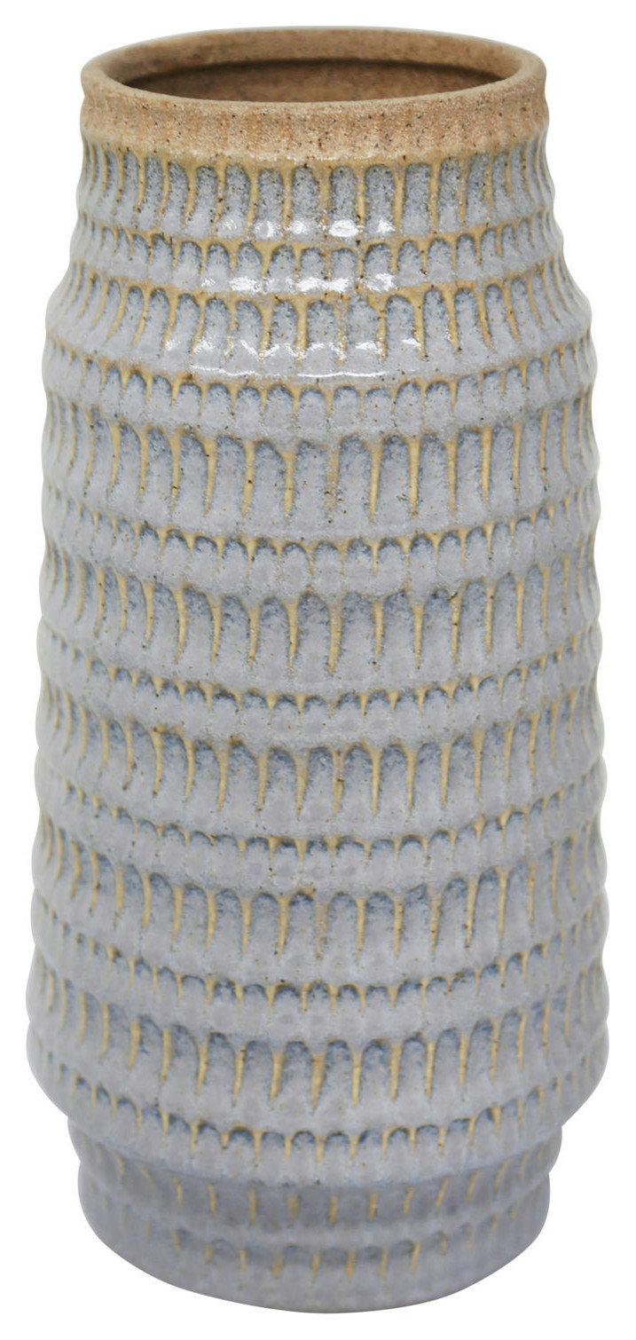 Ceramic 12" Tribal Look Vase, Gray - Transitional - Vases - by Beyond ...