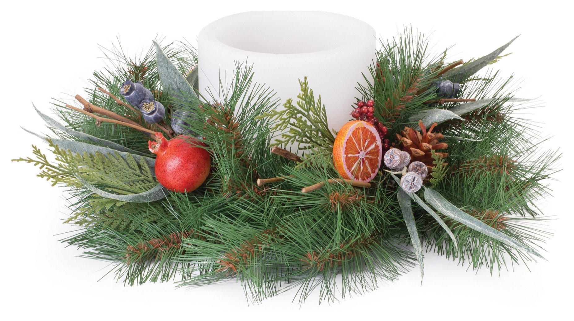 Mixed Pine Fruit Candle Ring 18"D - Rustic - Candleholders - by Melrose ...