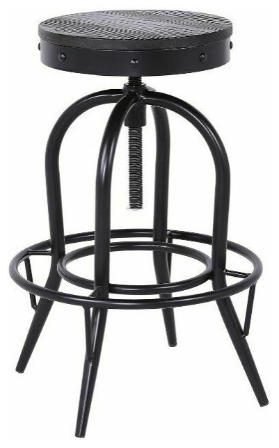 Black Stool, Adjustable Height - Industrial - Bar Stools And Counter ...
