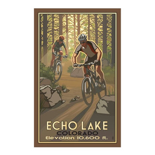 Paul Leighton Echo Lake Colorado Two Mountain Bikers Art Print, 30"x45 ...