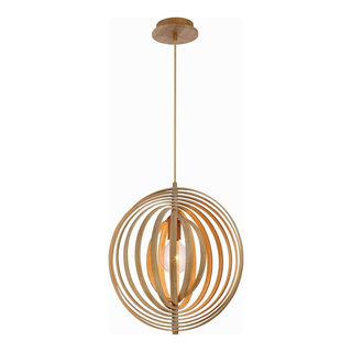 Transitional 1-Light Medium Pendant Natural Wood Wood - 18 inches ...