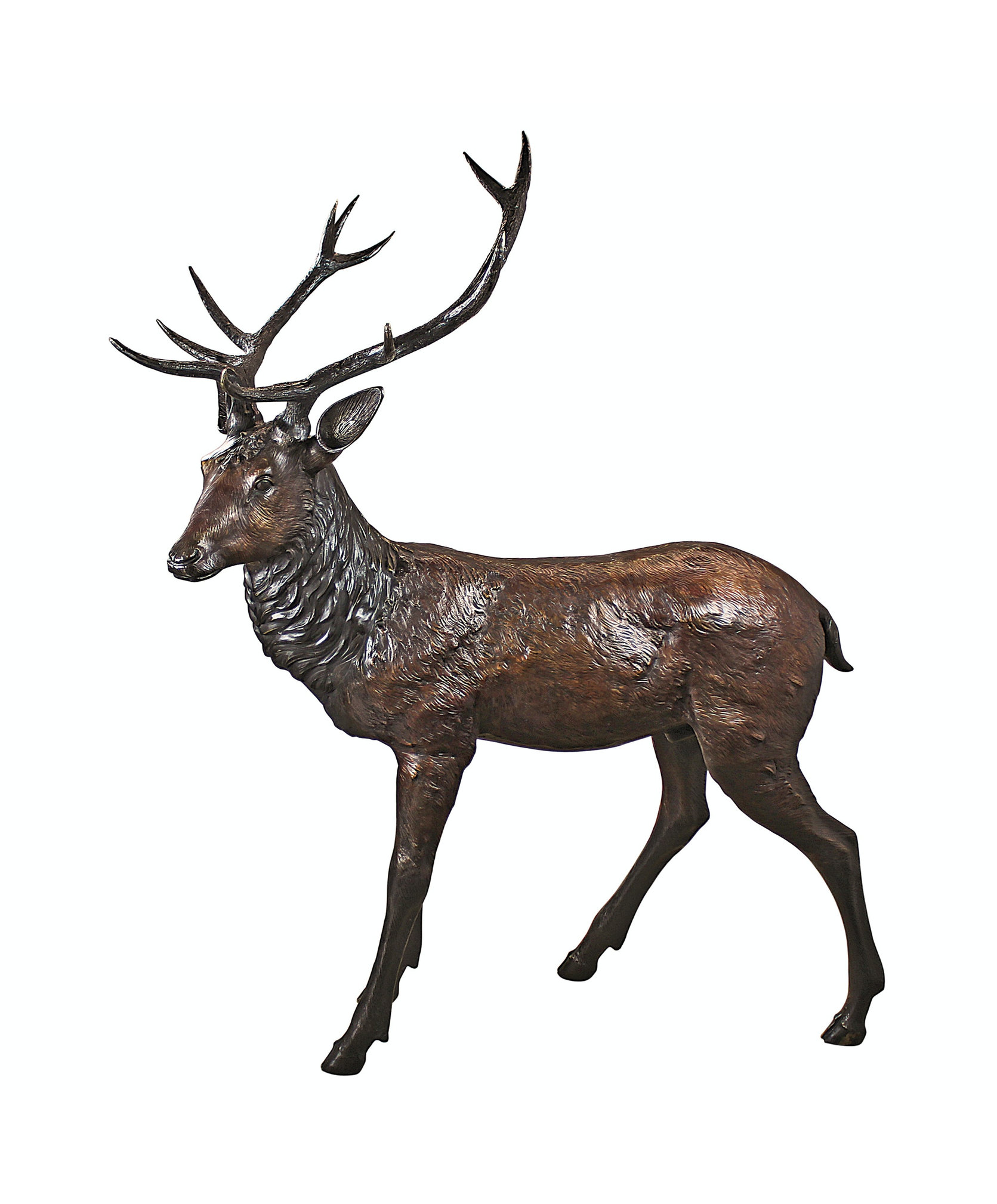 Standing Buck Deer Bronze Statue - Rustic - Garden Statues And Yard Art ...
