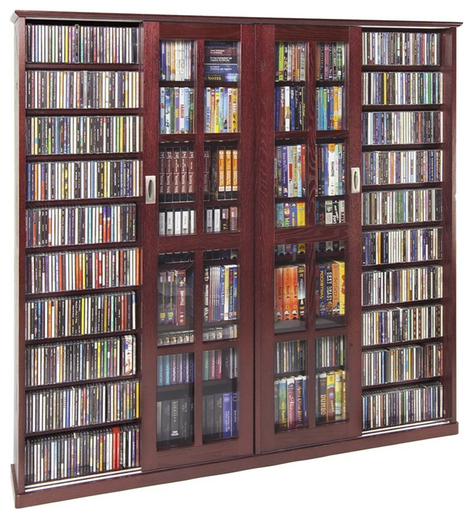 Leslie Dame 4 Glass Door CD DVD Wooden Wall Media Storage Cabinet in ... Leslie Dame 4 Glass Door CD DVD Wooden Wall Media Storage Cabinet in ...