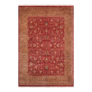 Antique Vegetable Dyed Agra Red/Gold Wool Rug 8'1"x9'11", 8'1"x9'11 ...