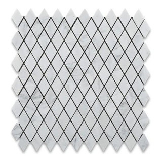 Carrara Italian Diamond Rhomboid 1 Marble Mosaic, Honed, 10 sq.ft., 10 ...