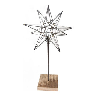 A&B Home 20" Metal Star Sculpture On Wood Stand - Contemporary ...