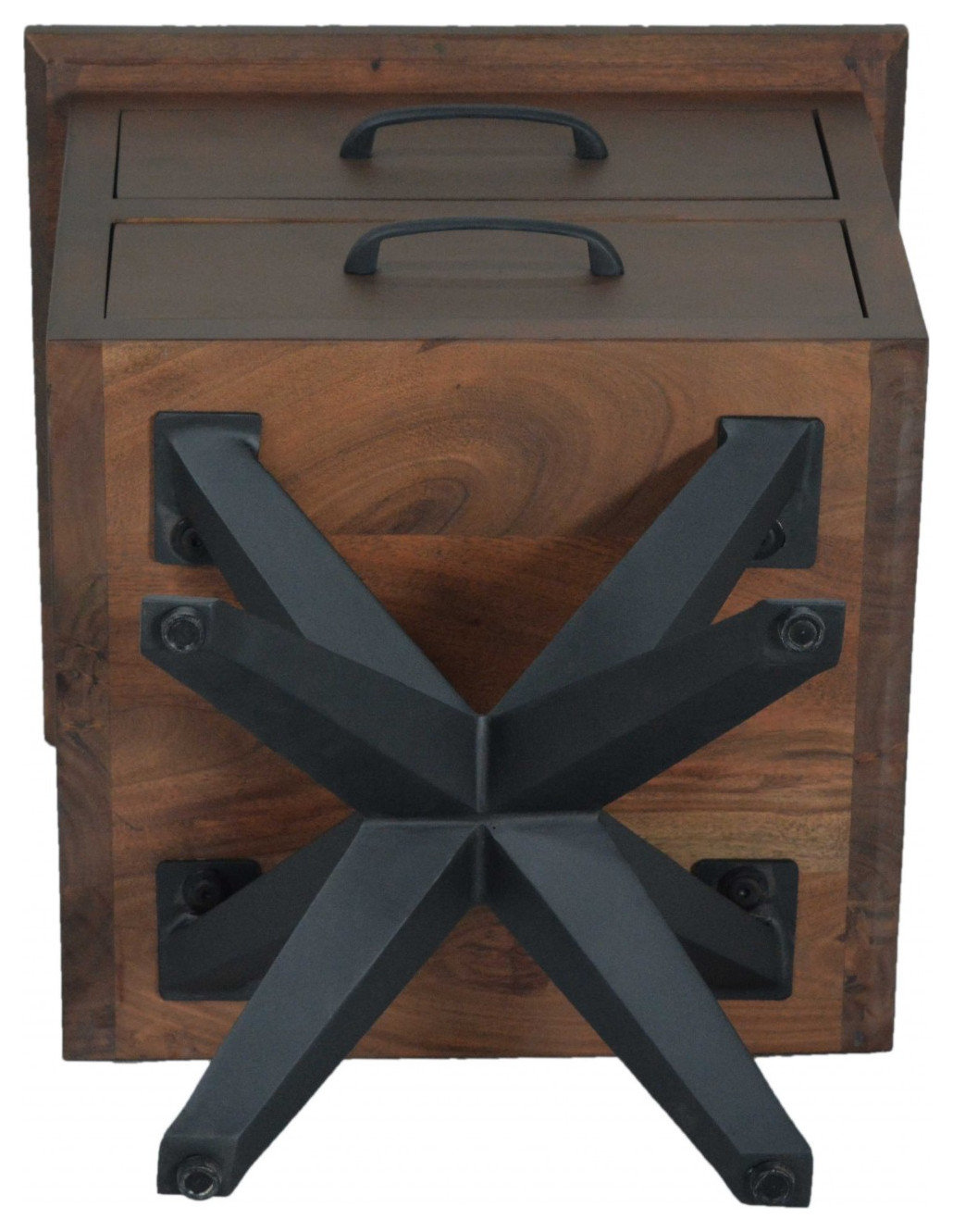 HomeRoots Contemporary Dark Acacia Black Inverted Frame Nightstand ...