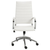 Axel High Back Office Chair, White With Aluminum Base - Contemporary ...