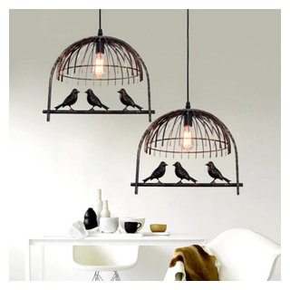 Vintage Brass Colour Bird Cage Ceiling Pendant Light Lamp Shade ...