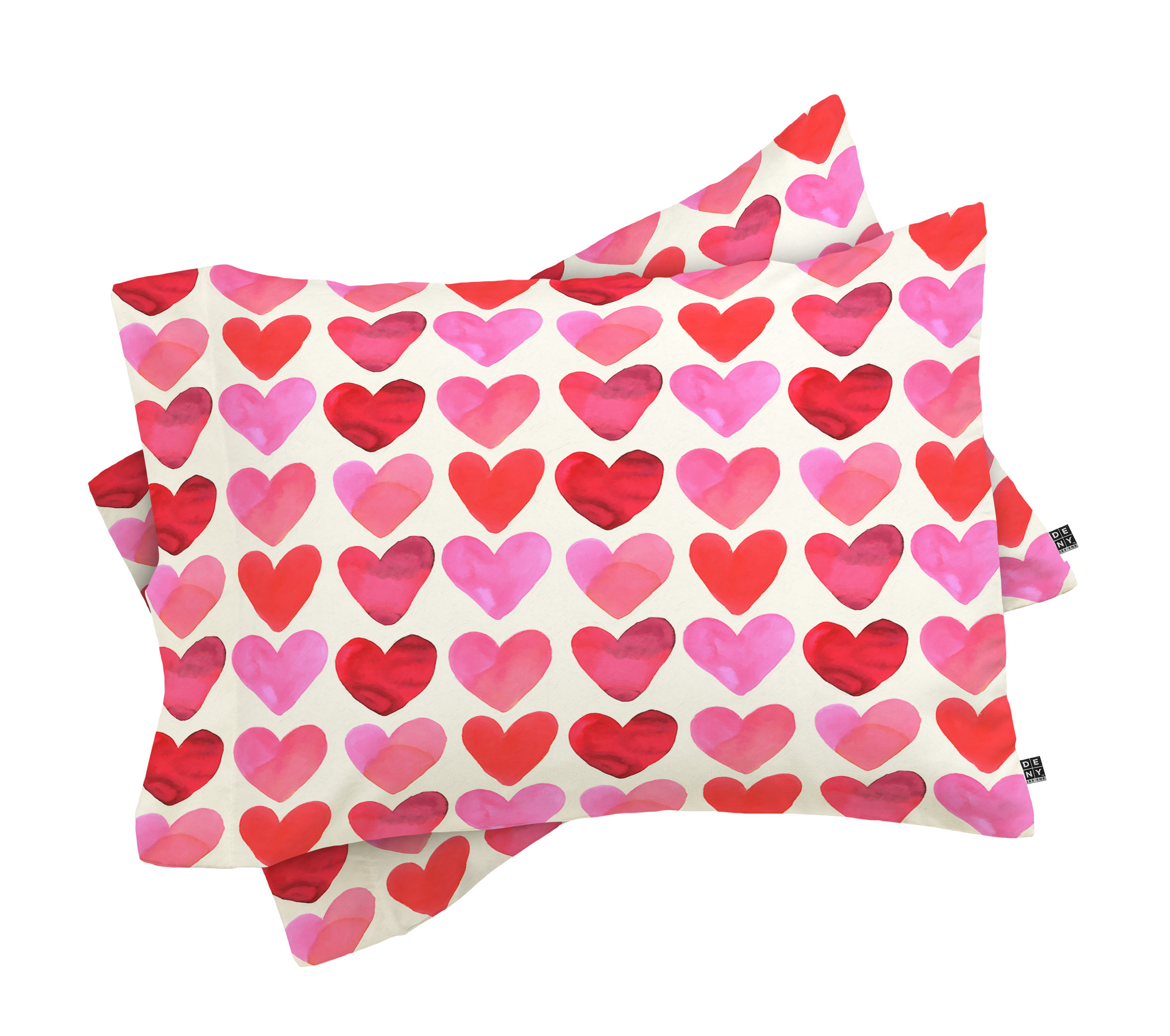 Deny Designs Amy Sia Heart Watercolor Pillow Shams, King, Queen ...