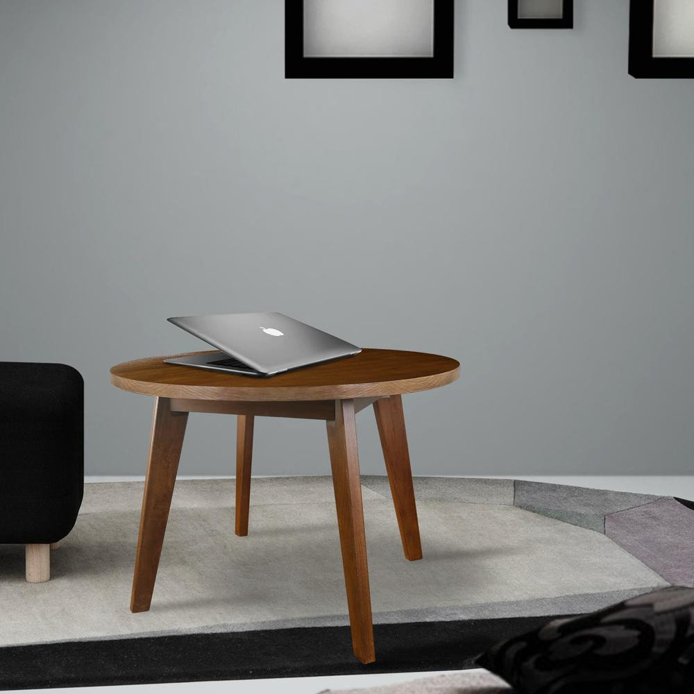 Genuine 24 Round Coffee Table with Solid American Gum - Walnut ...