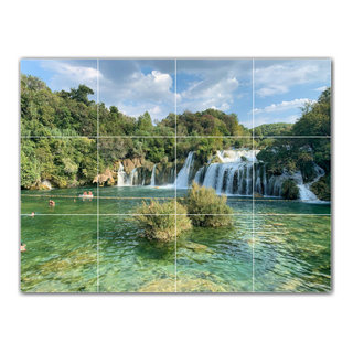 Waterfalls Ceramic Tile Wall Mural HZ501127, 32" Wide x 24" High ...