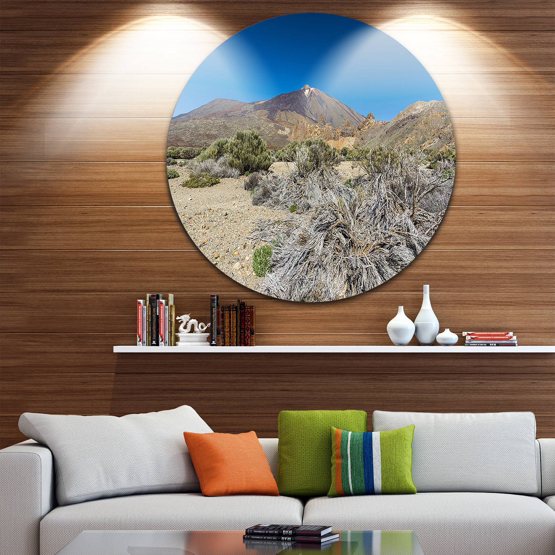 Caldera of the Volcano Teide, Landscape Round Metal Wall Art, Disc of ...