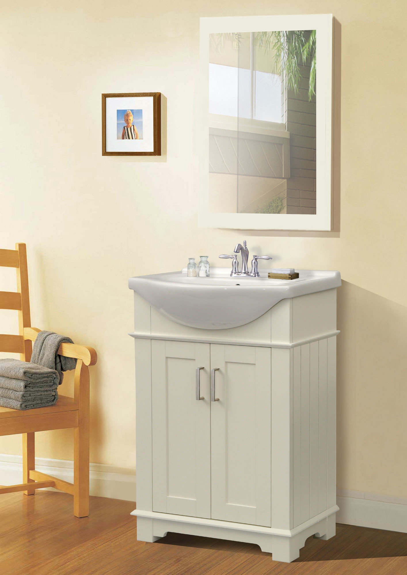 24" White Sink Vanity, No Faucet - Transitional - Bathroom Vanities And ...