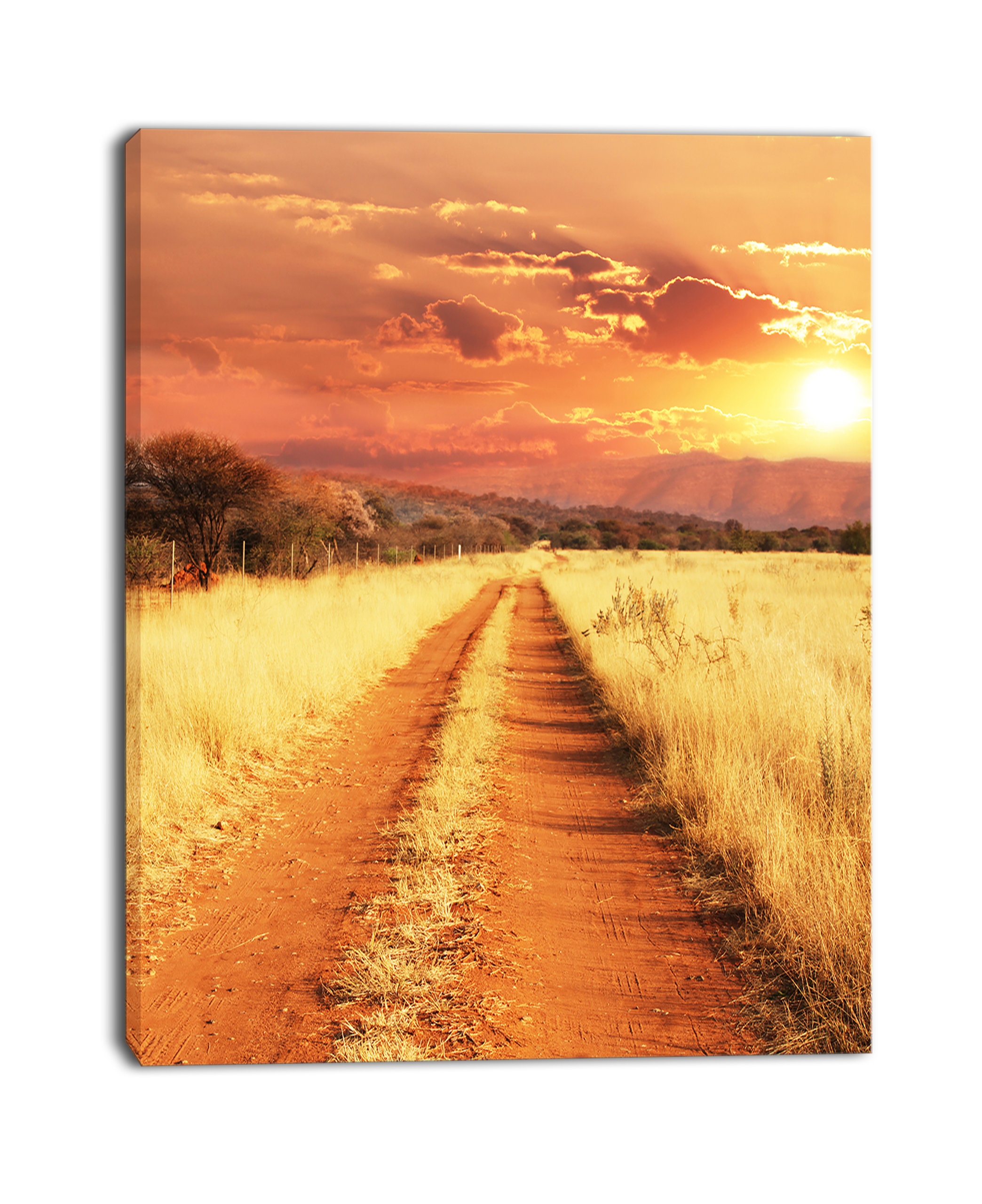 Straight Path in African Landscape, Oversized Landscape Canvas Art, 12 ...