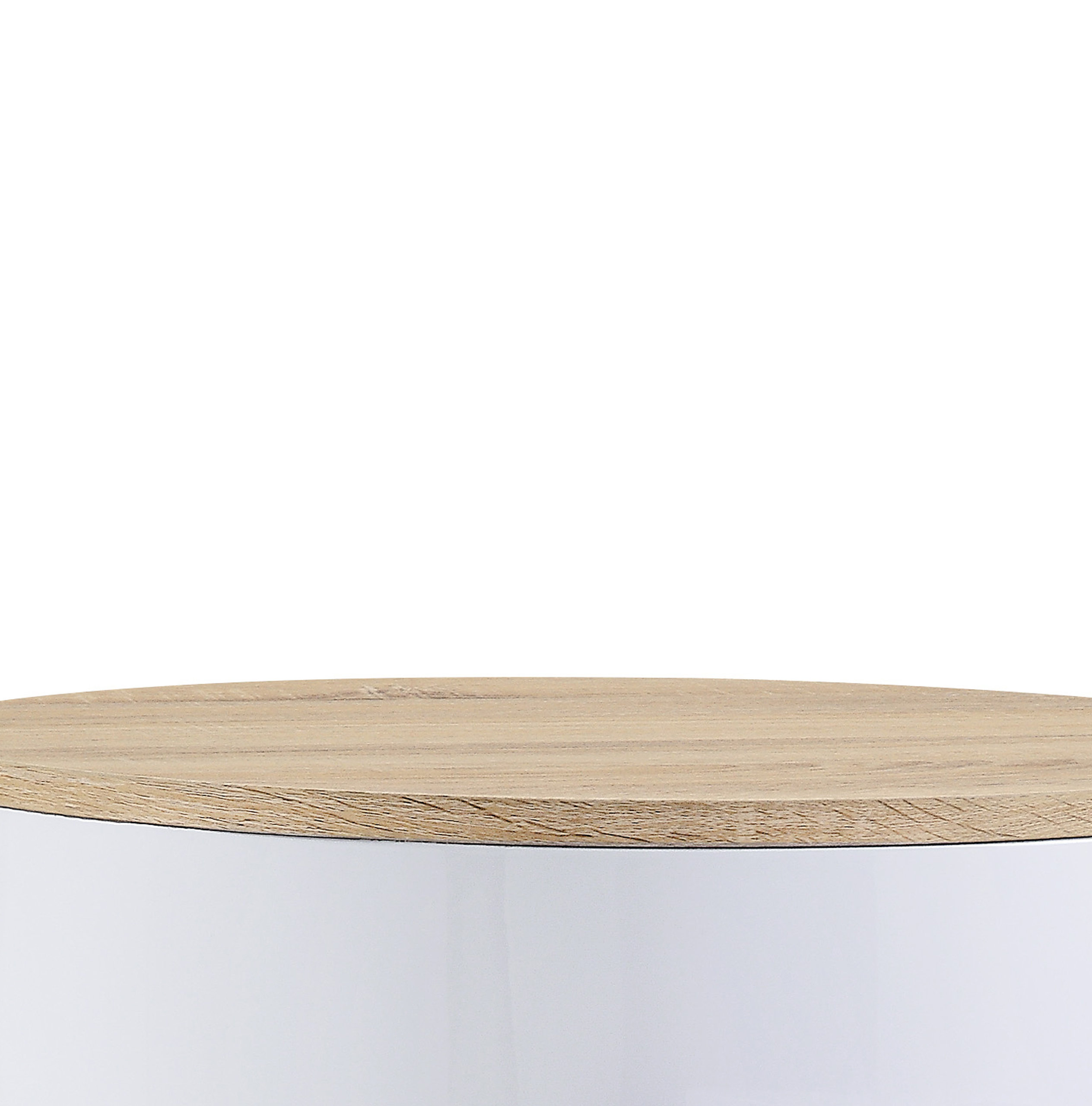 1 Drawer Pyramidal Base Circular Wooden Night Table, White and Brown ...