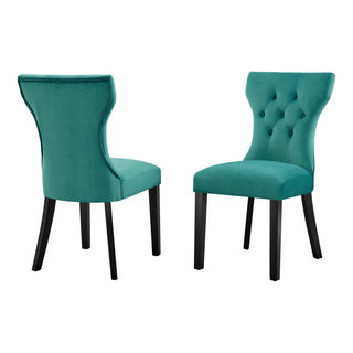 Side Dining Chair, Set of 2, Black, Velvet, Modern, Cafe Bistro ...