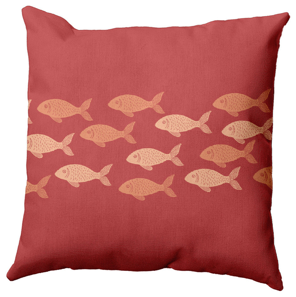 Fish Line, Animal Print Pillow, 26" x 26" - Beach Style - Decorative ...