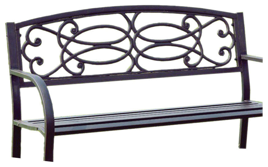 Benzara BM123010 Potter Patio Bench With Armrests, Black ...