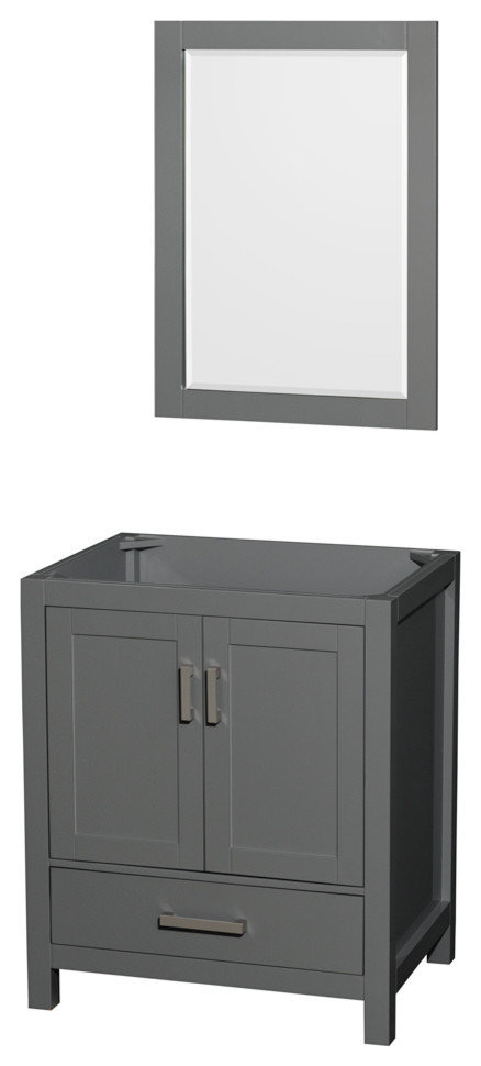 30" Single Vanity, Dark Gray, No Countertop, No Sink, and Mirror ...