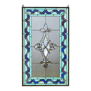 Beveled Glass Panel, 20" x 34.25" - Tropical - Stained Glass Panels ...