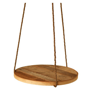 Round Suspended Table, Reclaimed Wood, 20" - Rustic - Side Tables And ...
