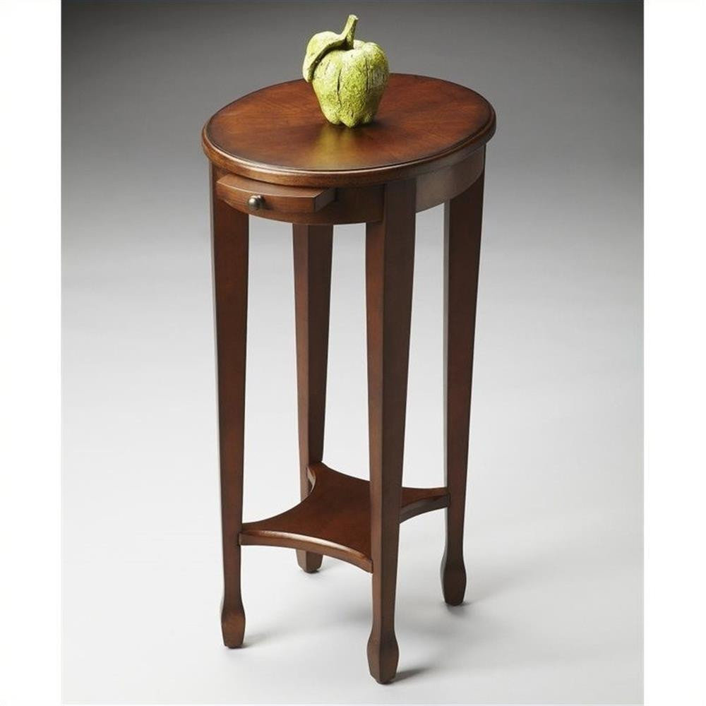 Home Square Masterpiece Oval Accent Table in Chestnut Burl - Set of 2 ...