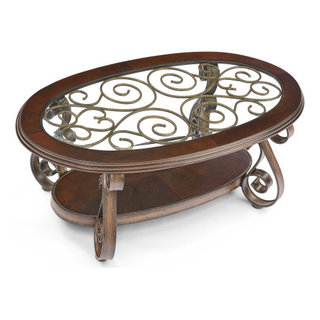 Brown coffee table mdf dining table glass table top - Mediterranean ...