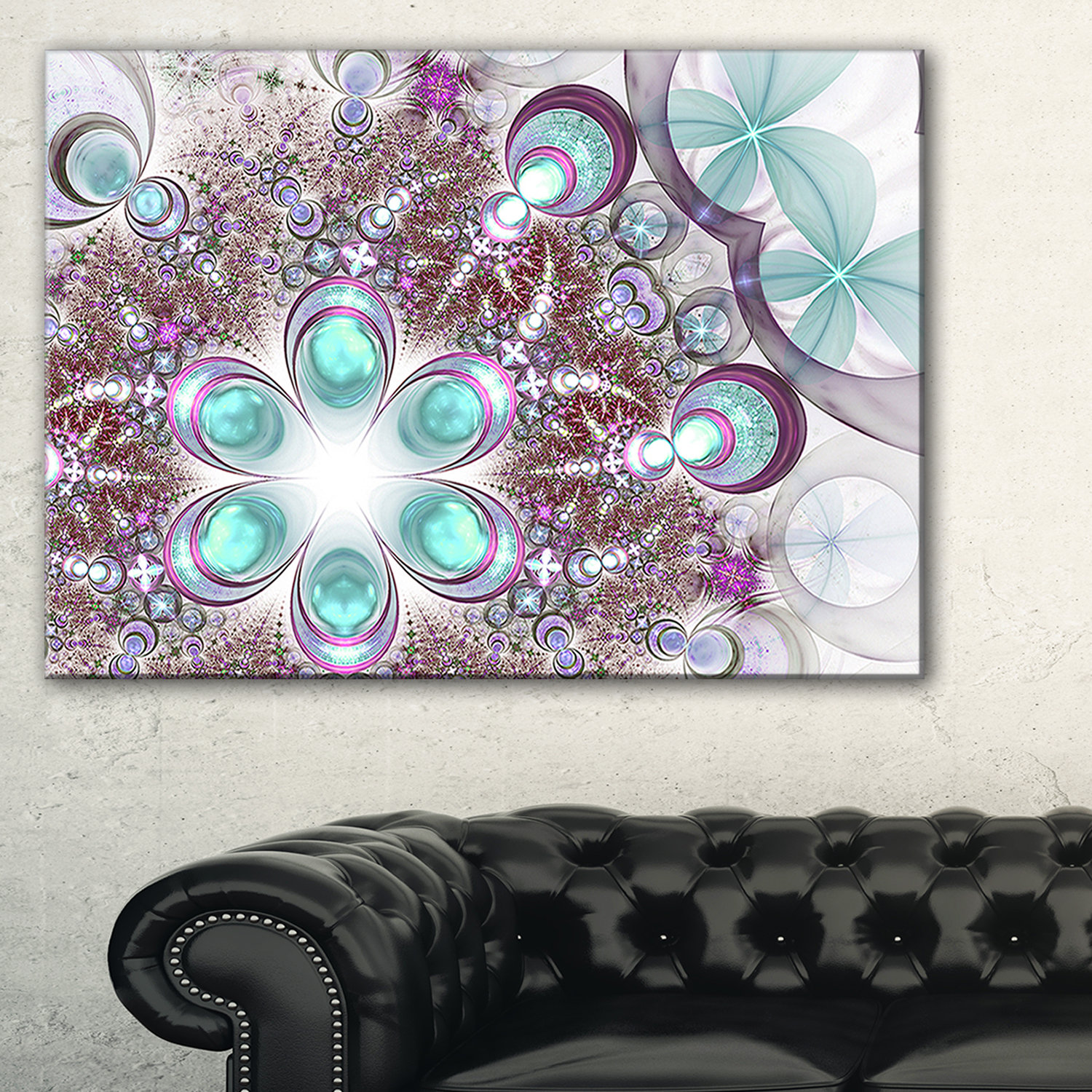 "Fractal Flower of Blue Digital Art" Large Flower Canvas Wall Art, 40 ...