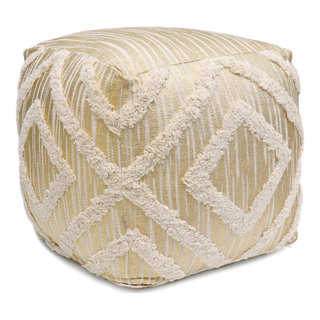 Pasargad Home Grandcanyon Cotton Pouf, Ivory - Scandinavian - Floor Pillows And Poufs - by ...