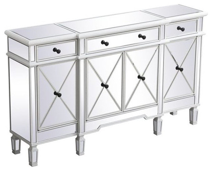 Elegant Decor Contempo 60" MDF and Metal Mirrored Credenza in Antique ...