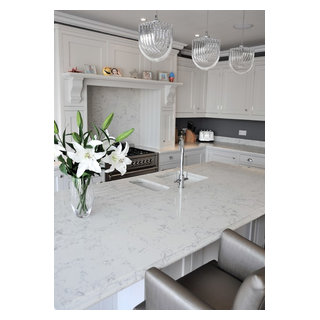 Opal Carrara Quartz Worktops With Ogee Edge Island - Traditional ...