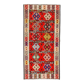 Persian Kilim Fars Antique 9'0"x4'5" Hand Woven Oriental Rug, 9'0"x4'5 ...