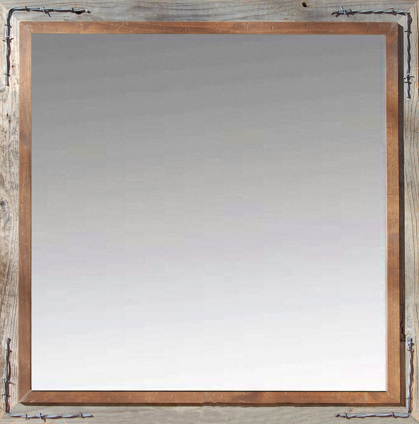 Western Mirrors Rustic Barn Wood Mirror With Barbed Wire, 24"x30 ...