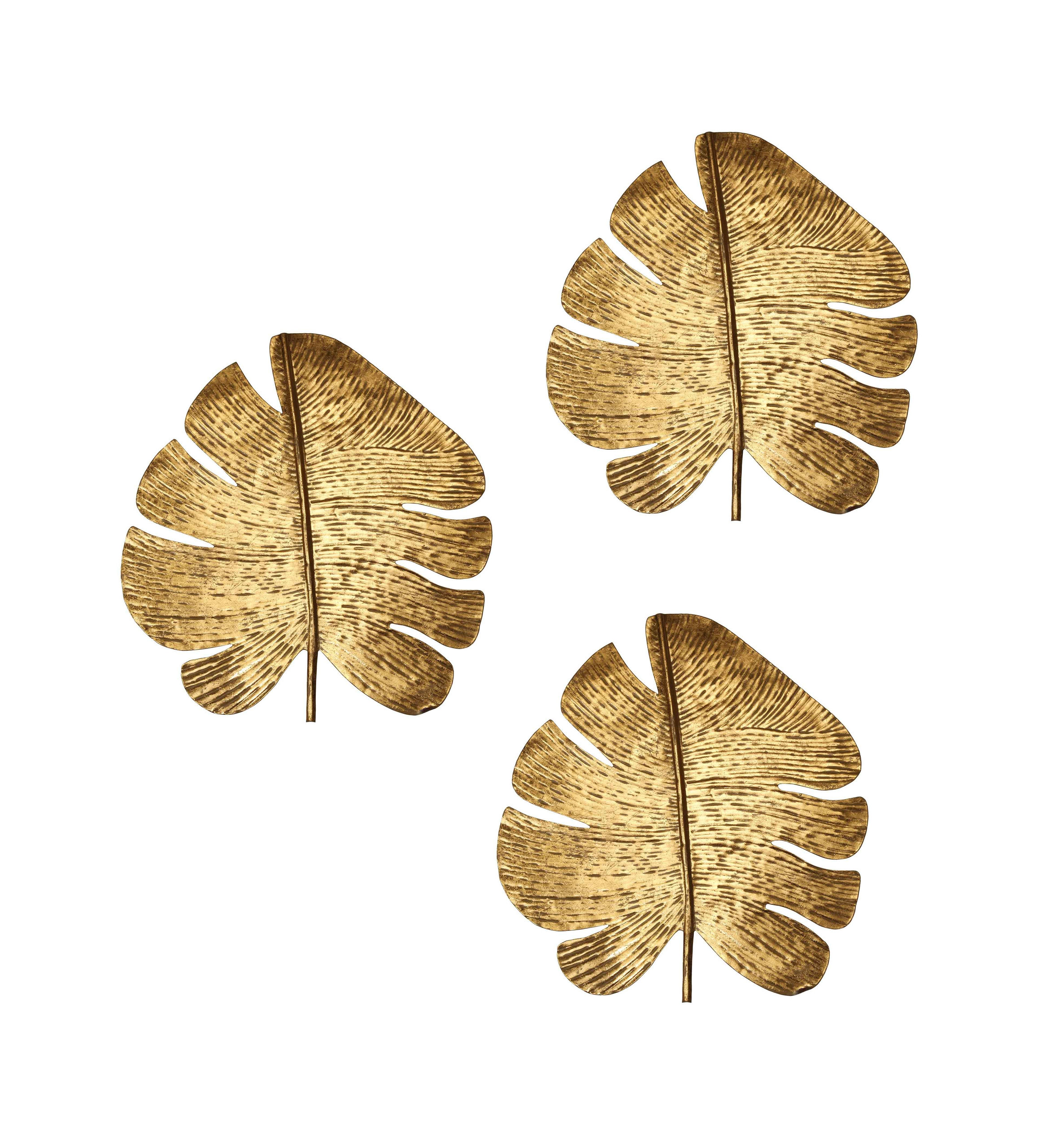 Gold Leaf Wall Art, 3-Piece Set - Tropical - Metal Wall Art - by First ...