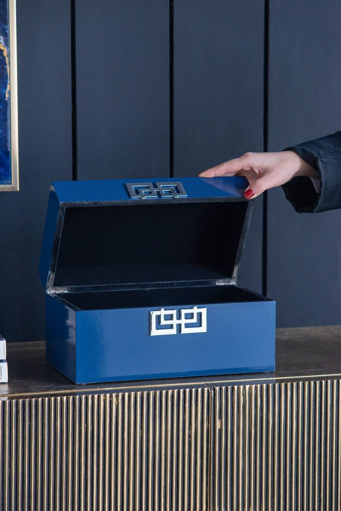 A&B Home Modern Blue Decorative Boxes With Silver Accent Set Of 2 ...