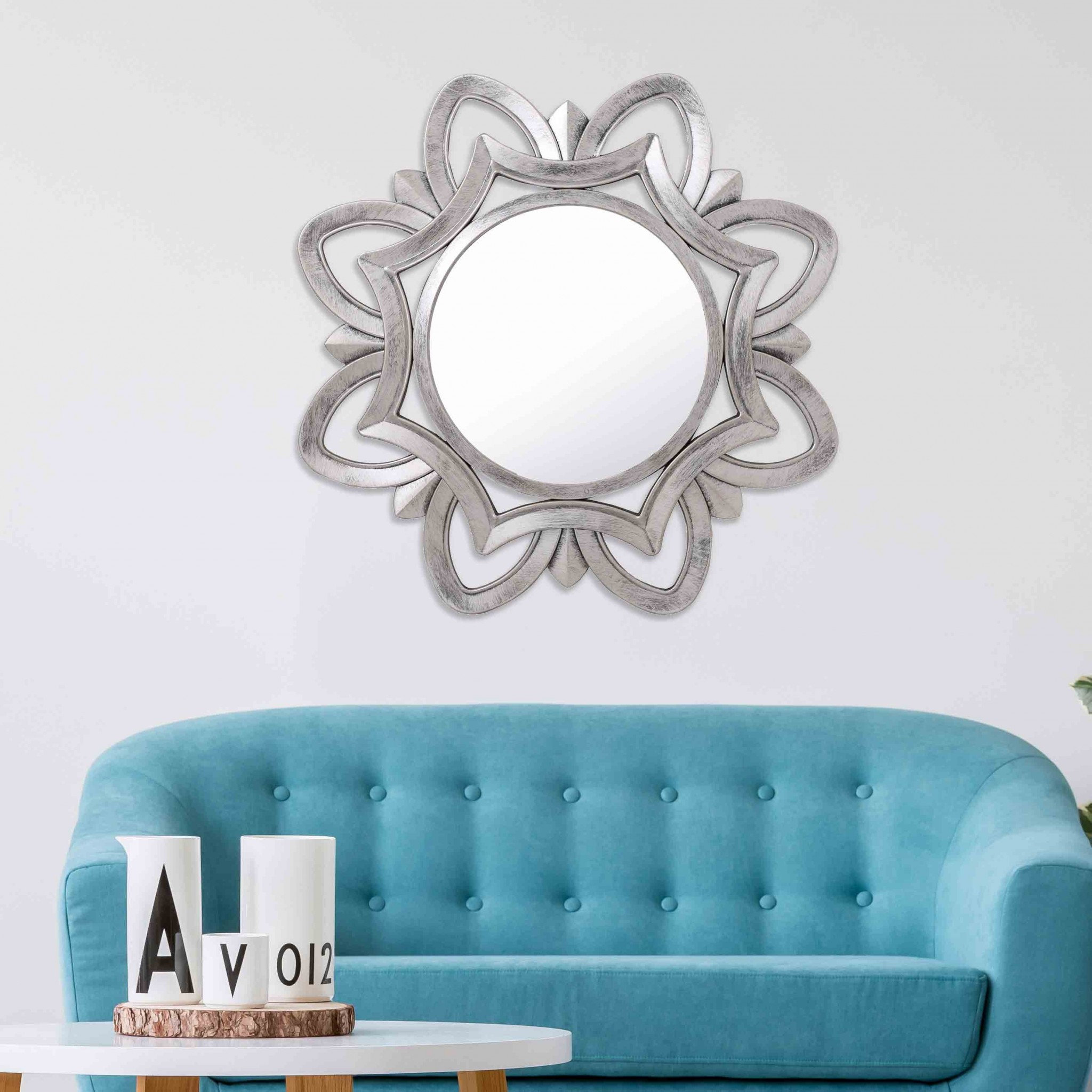 Silver Glass Round Sunburst Mirror - Contemporary - Wall Mirrors - by ...