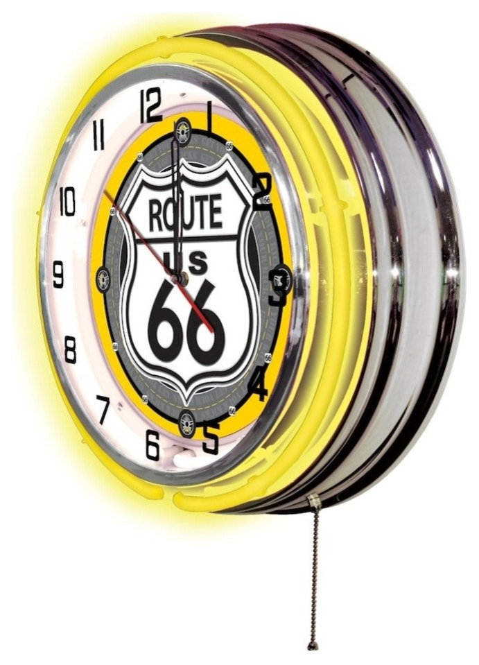 Route 66 Neon Clock - Contemporary - Wall Clocks - by Bison Commerce ...
