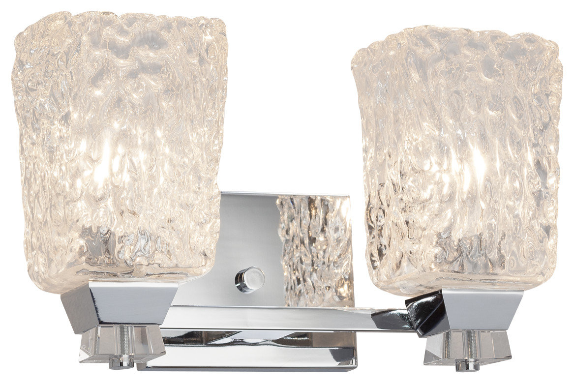 Ardent 2-Light Bath Bar, Polished Chrome & Clear Textured Venetian ...