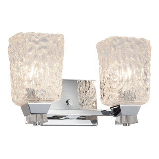 Ardent 2-Light Bath Bar, Polished Chrome & Clear Textured Venetian ...