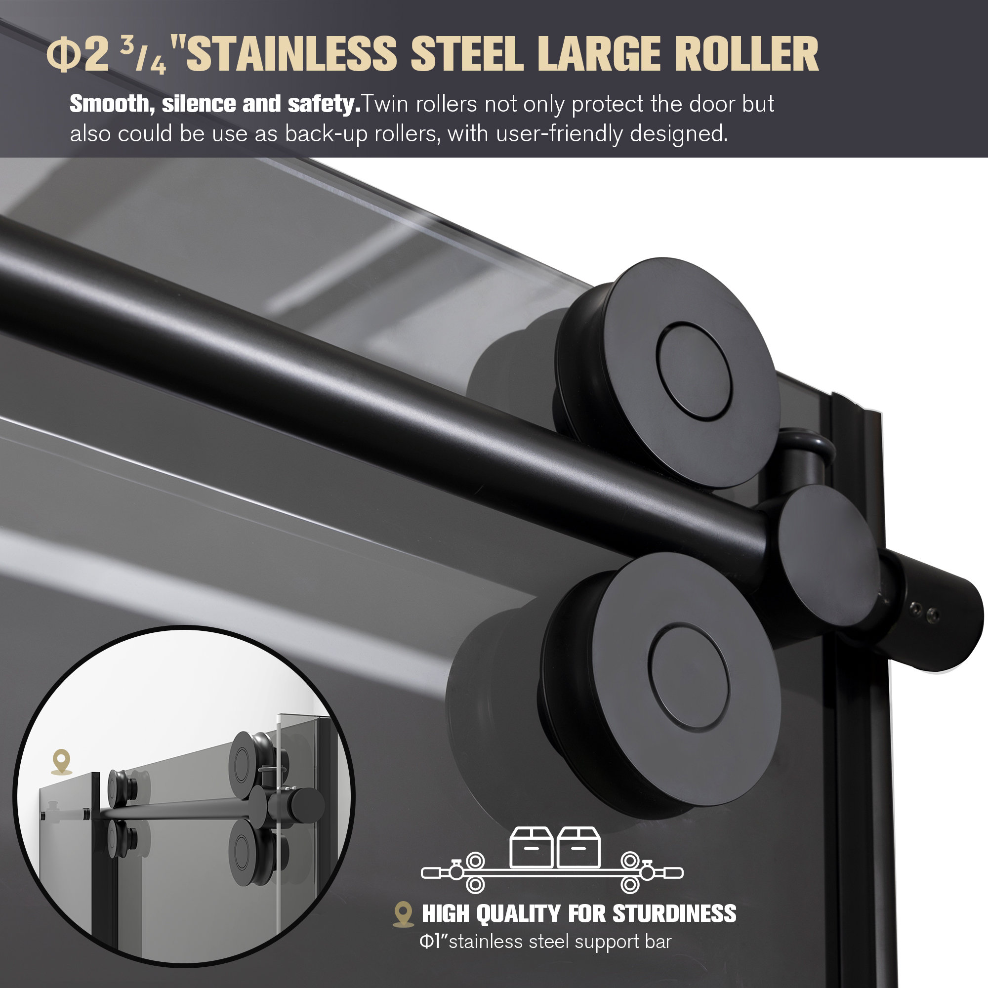 Echarri Single Sliding Frameless Shower Door, Tinted Glass, 56" W X 78"h - Contemporary - Shower ...