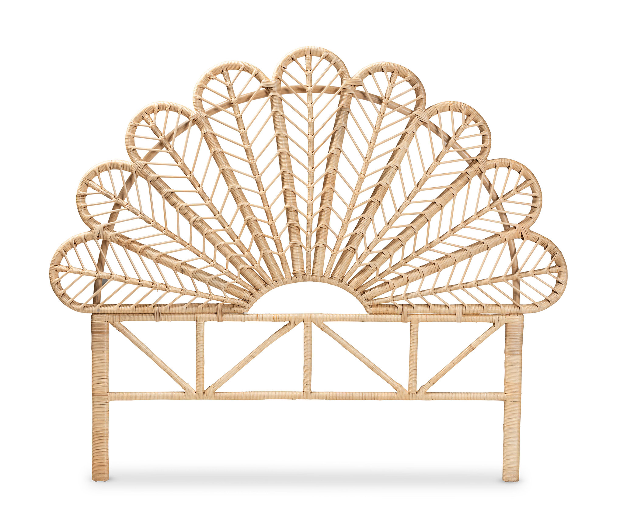 Variel Modern Bohemian Natural Brown Rattan Queen Size Standalone ...