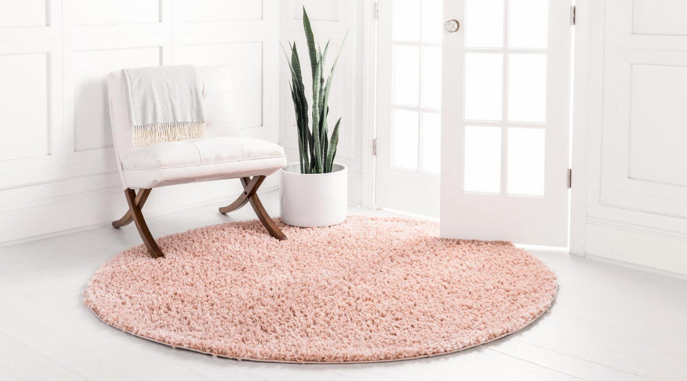 Rug Unique Loom Davos Shag Dusty Rose Round 3' 3 x 3' 3 - Contemporary ...