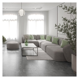 Sea Wave Black Marble Effect Floor Tiles - Gloss, Porcelain, Rectified ...